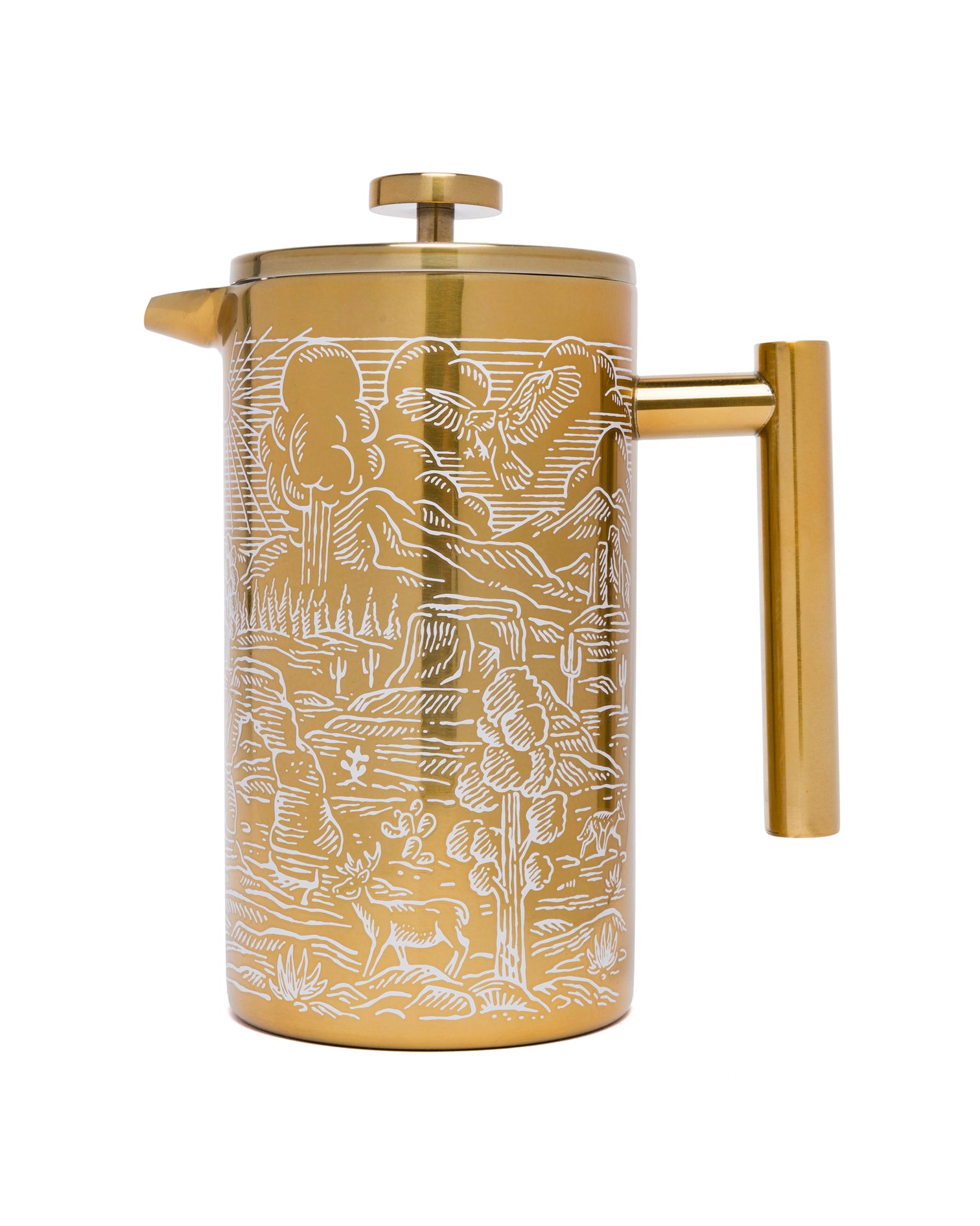 Brass French Press With Designs Inspired By National Parks – Parks Project